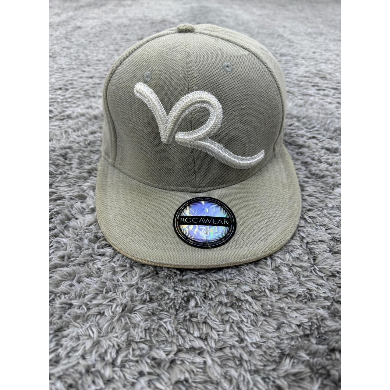 Rocawear Fitted Cap Hat Mens 7.5 Gray Embroidered R... - Depop