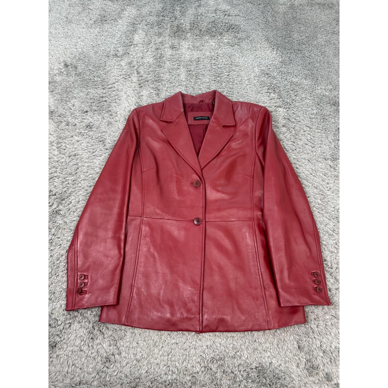 Valerie Stevens Leather Jacket Womens Large Red... - Depop