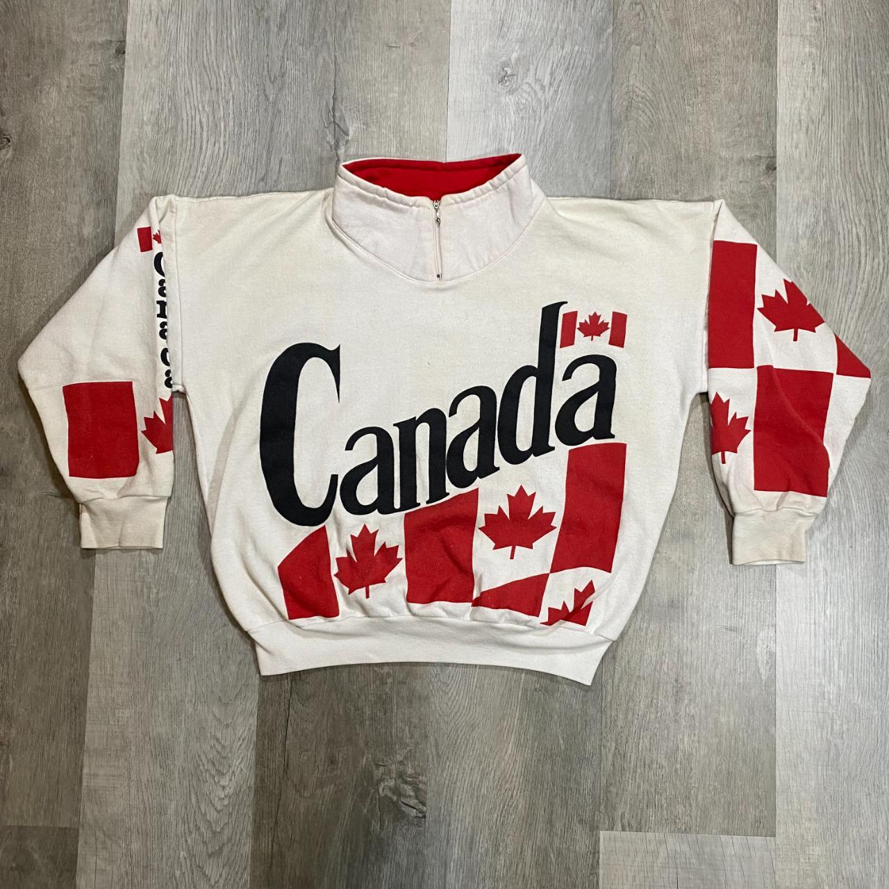 90s Canada Fleece 1/4 Zip Women's XS Length 20... - Depop