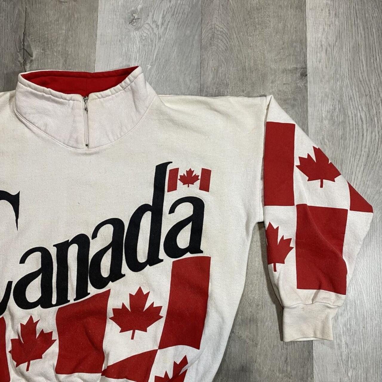 90s Canada Fleece 1/4 Zip Women's XS Length 20... - Depop