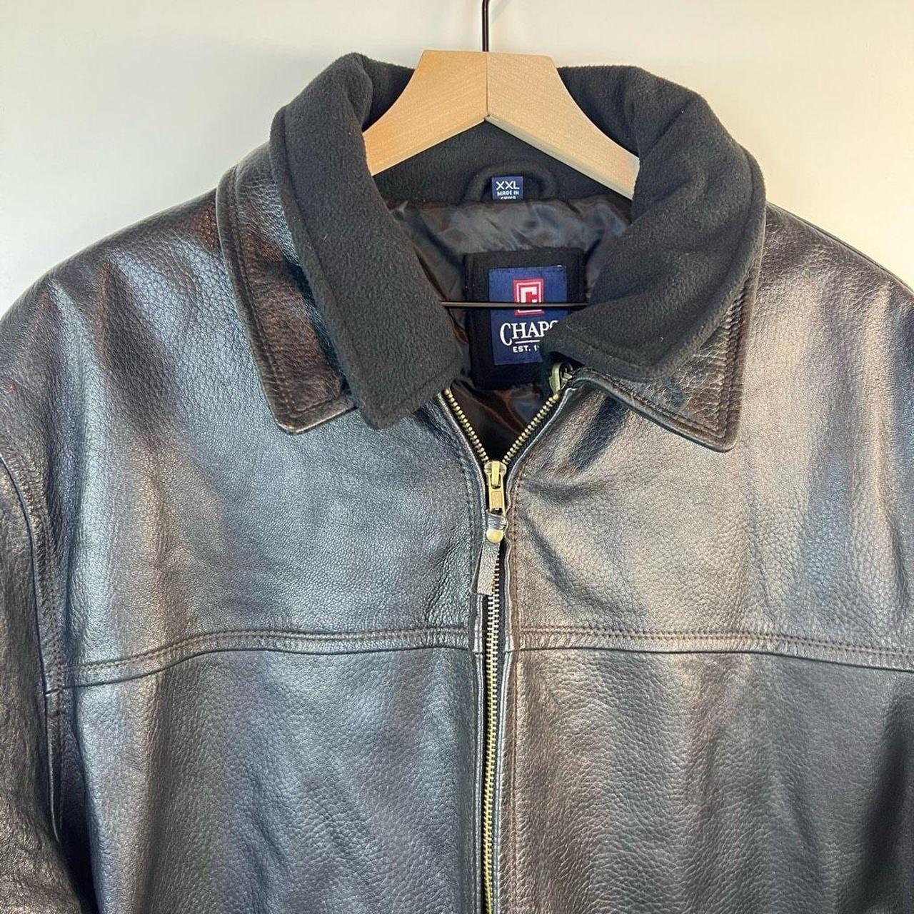 Chaps Leather Jacket Mens XXL Black Leather Zip Up... - Depop