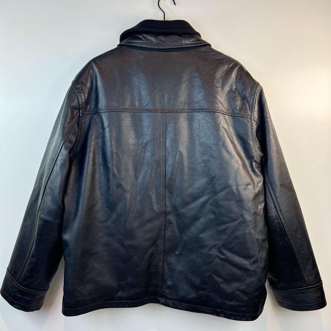 Chaps Leather Jacket Mens XXL Black Leather Zip Up... - Depop