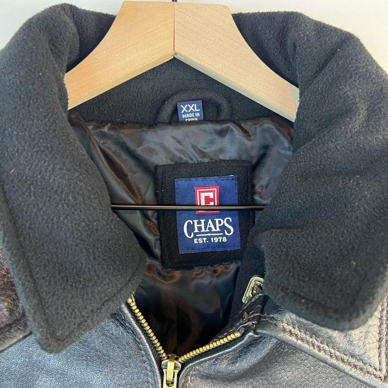 Chaps Leather Jacket Mens XXL Black Leather Zip Up... - Depop