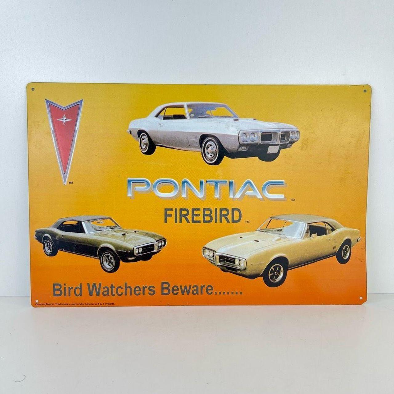 Vintage Pontiac Tin Sign Firebird Man Cave Garage Art - Depop