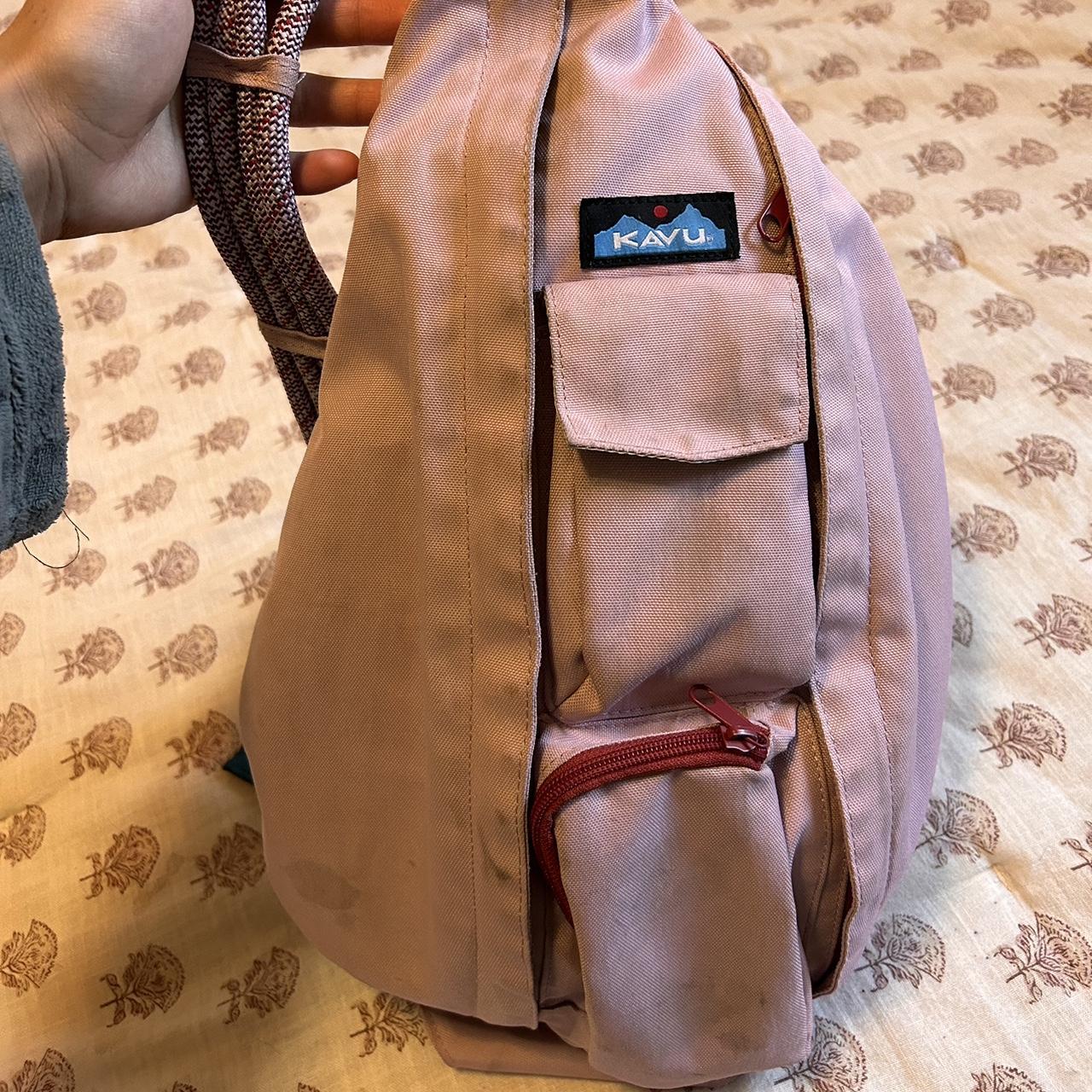 Kavu light pink backpack Used condition! Has stains... - Depop