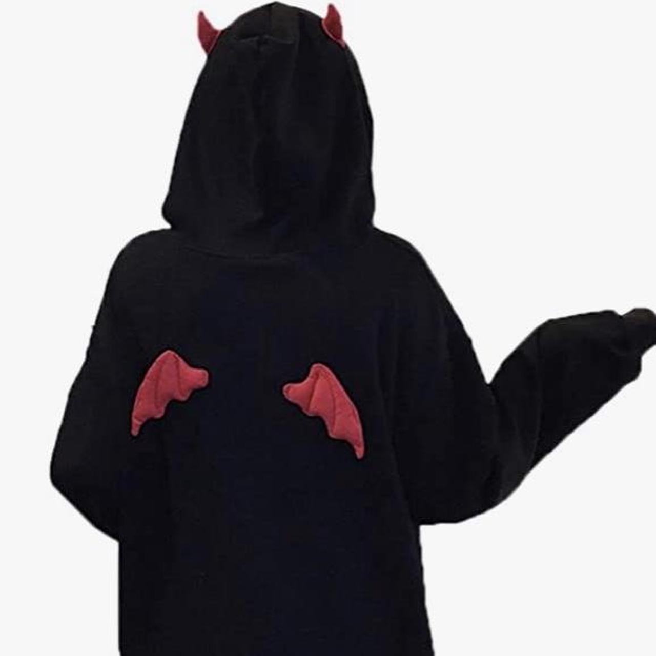 Women’s y2k devil wings devil horn hoodie Size small - Depop