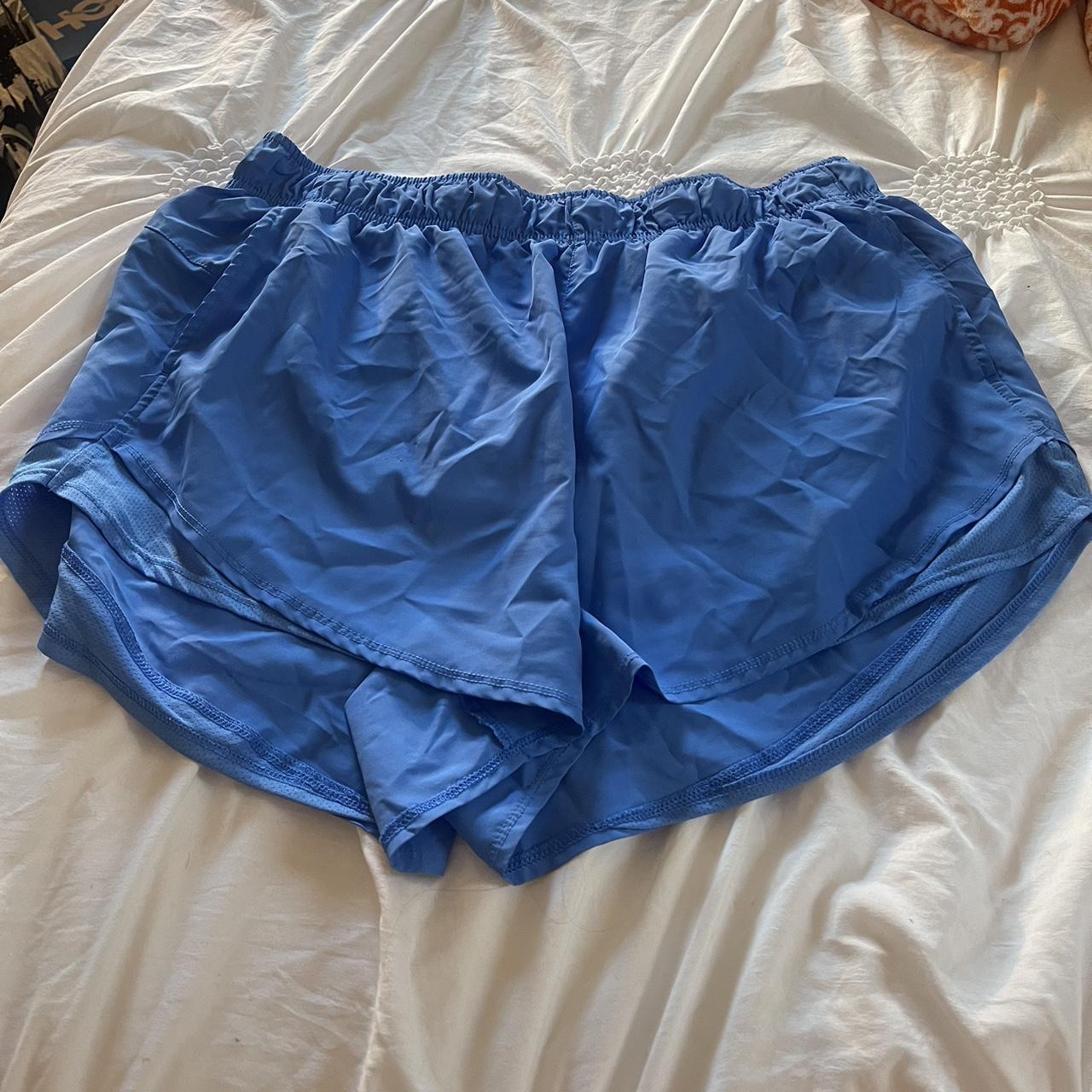 blue athletic works running shorts - Depop