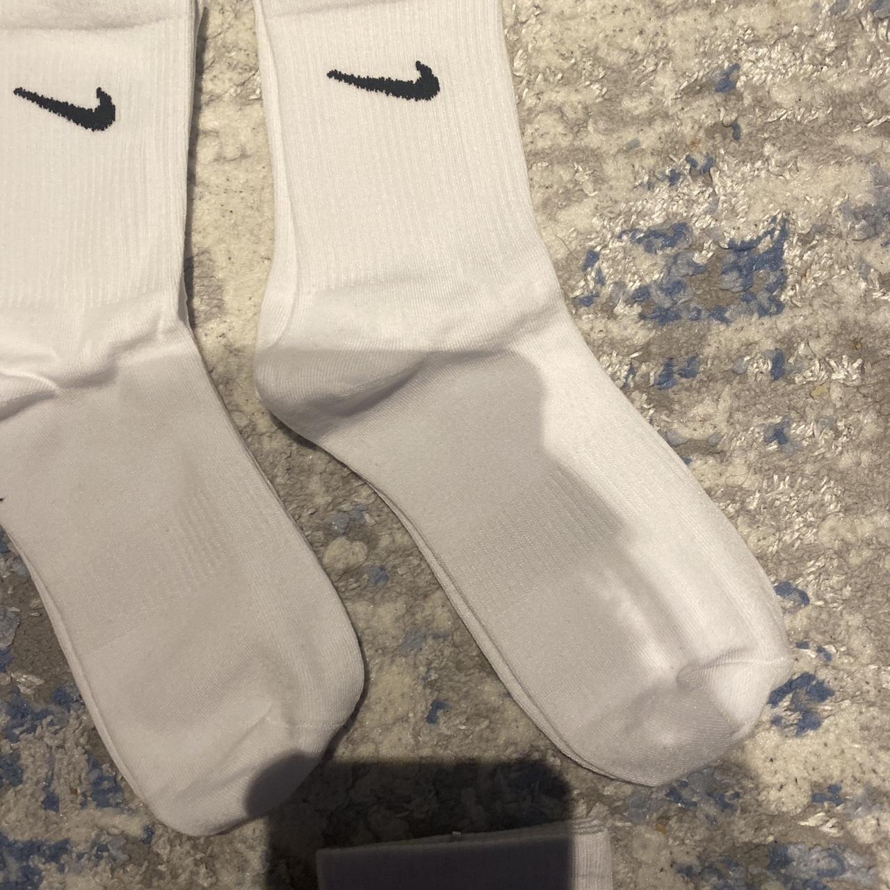 White Nike Crew Socks- One size fits all- 5... - Depop