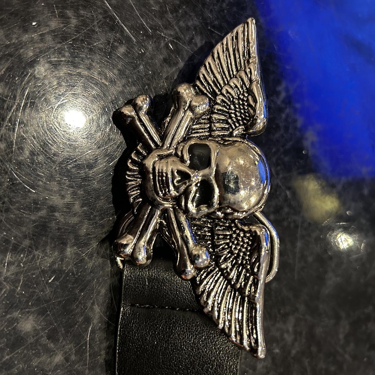 Silver, crossbones, buckle, Belts, goth, skulls,... - Depop