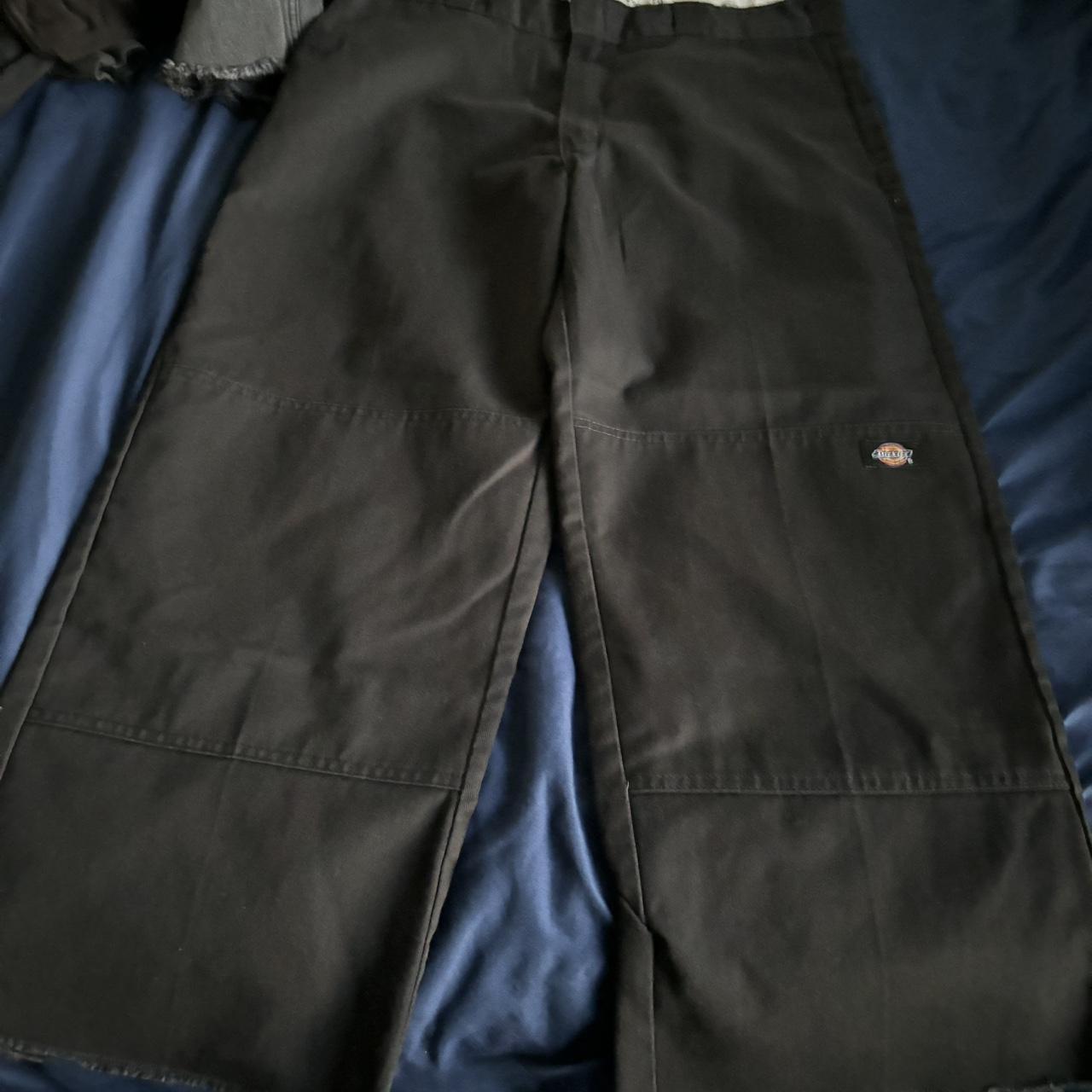 black double knee dickies tagged 36x32 but they cut... - Depop