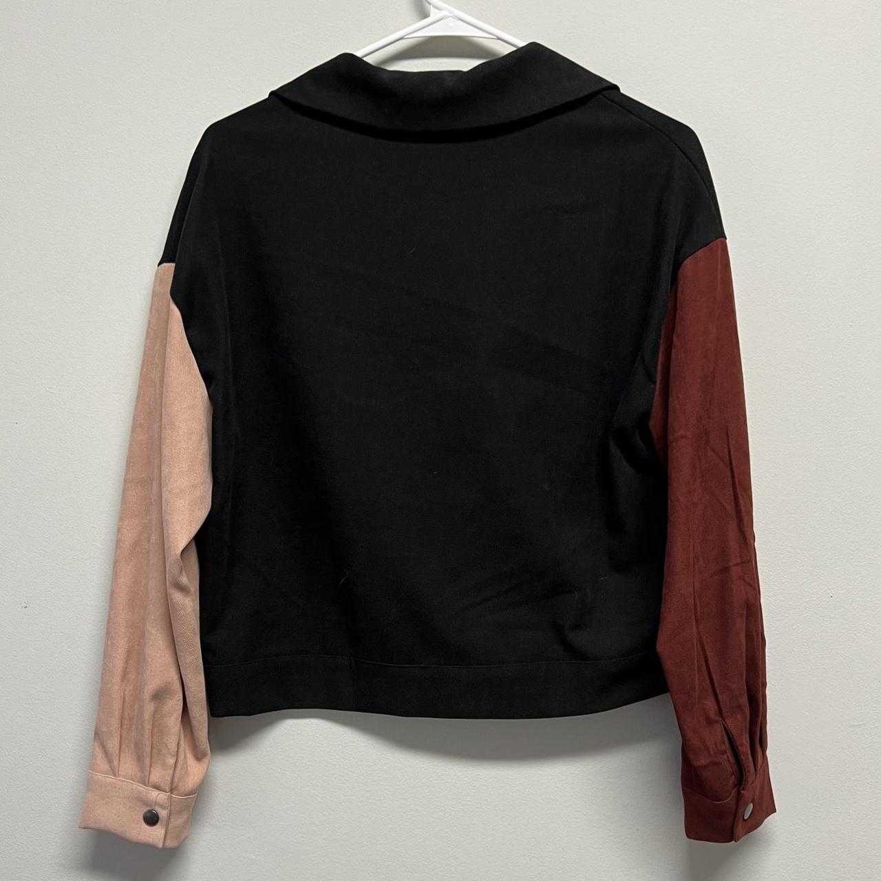 PINK AND MAROON COLORBLOCK SHACKET SIZE... - Depop