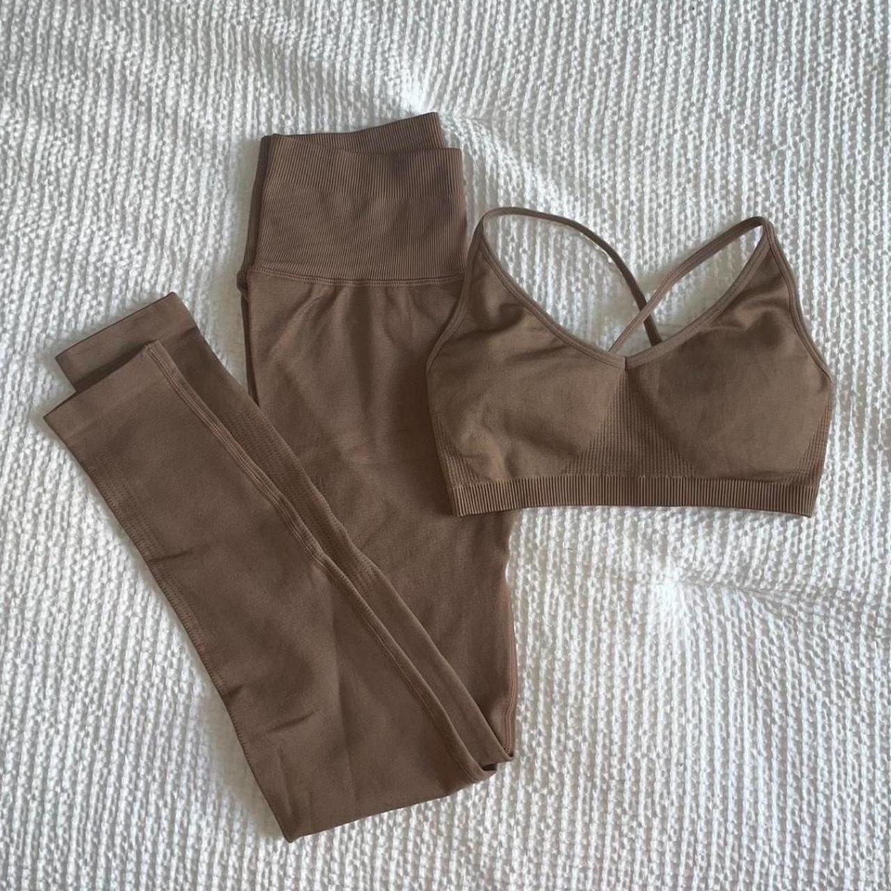 BROWN WORKOUT SET Brand new Muscle Nation brown... - Depop