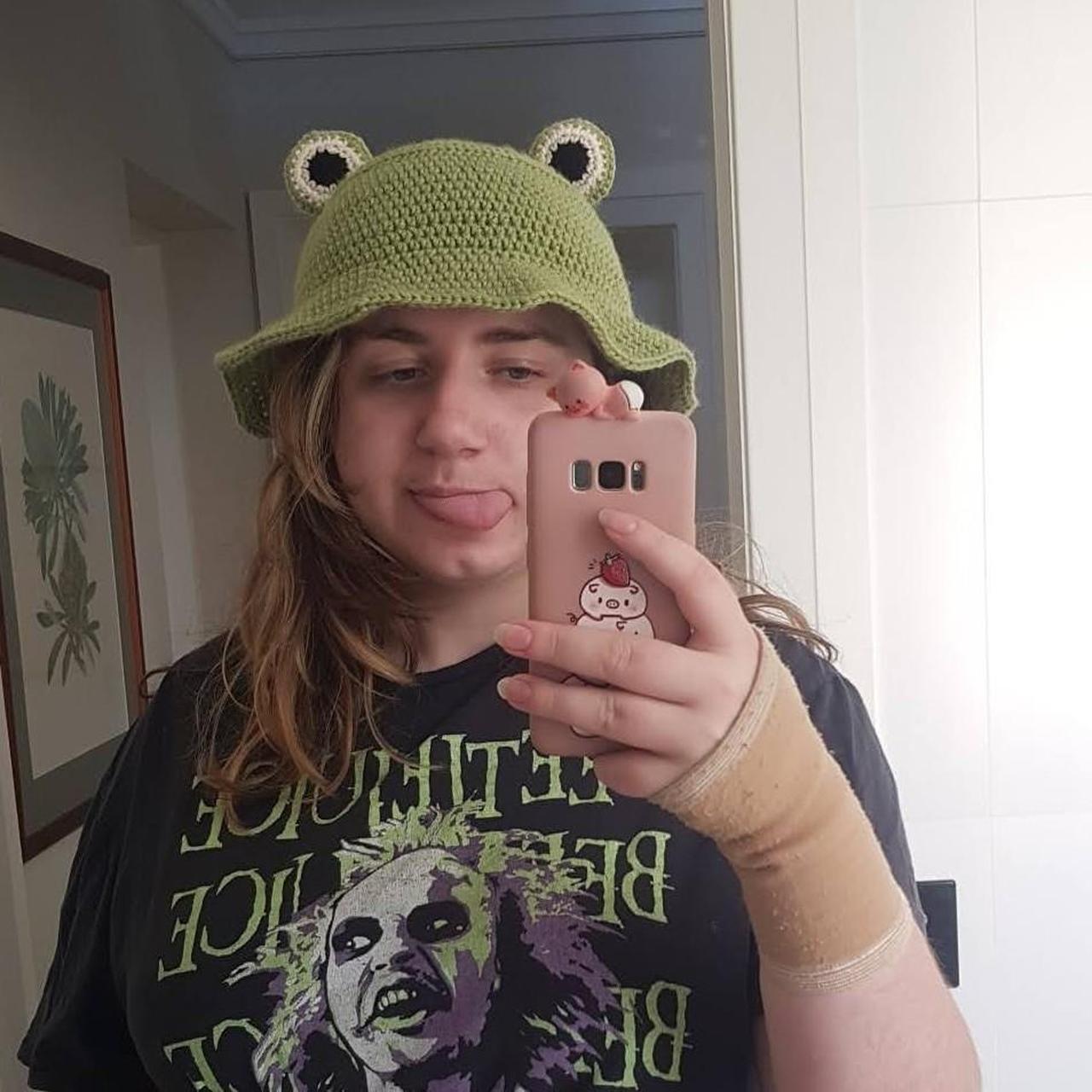 Classic Crochet Froggy Hat 100% Acrylic Handmade in... - Depop