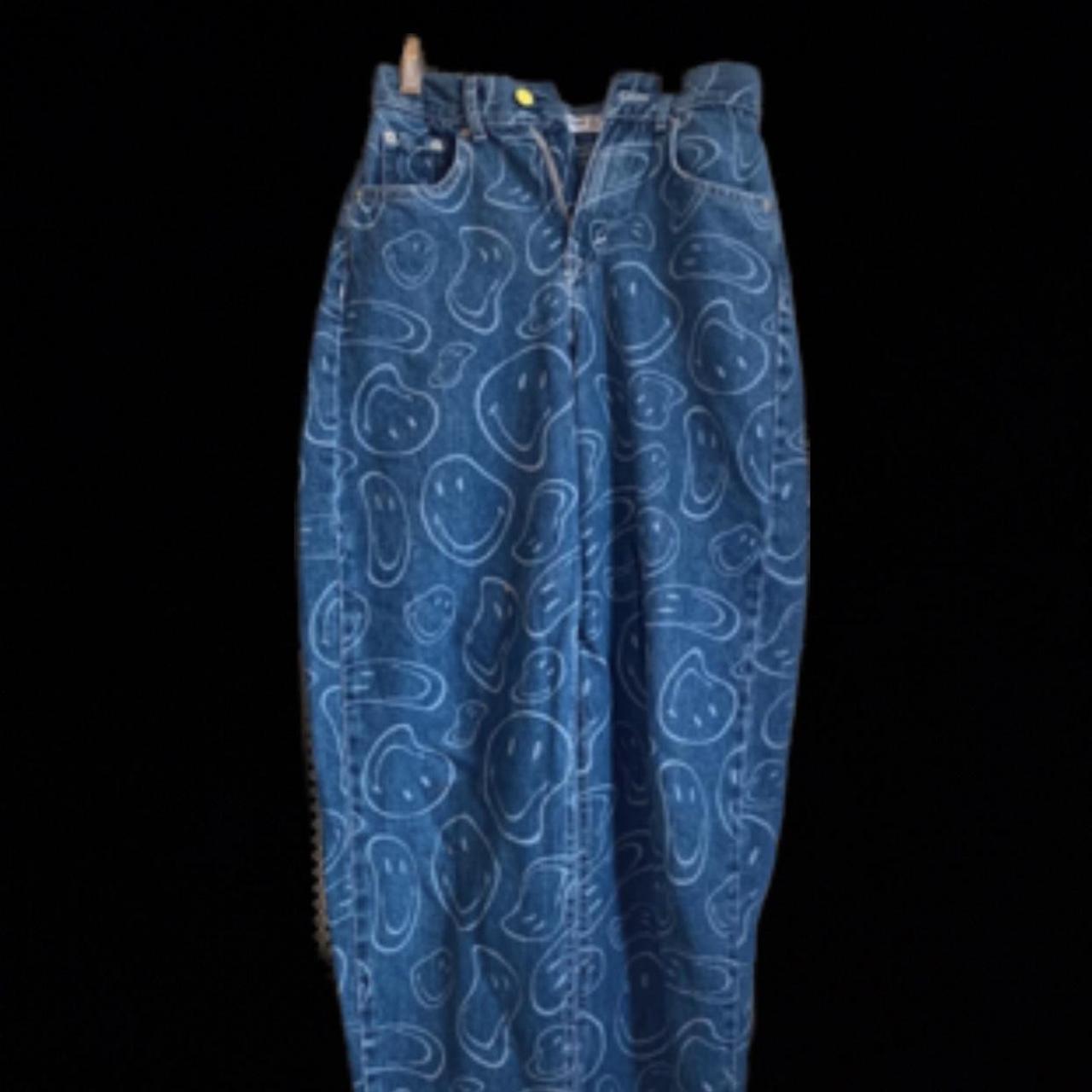 Pull and Bear smiley face jeans Baggy, low rise... - Depop