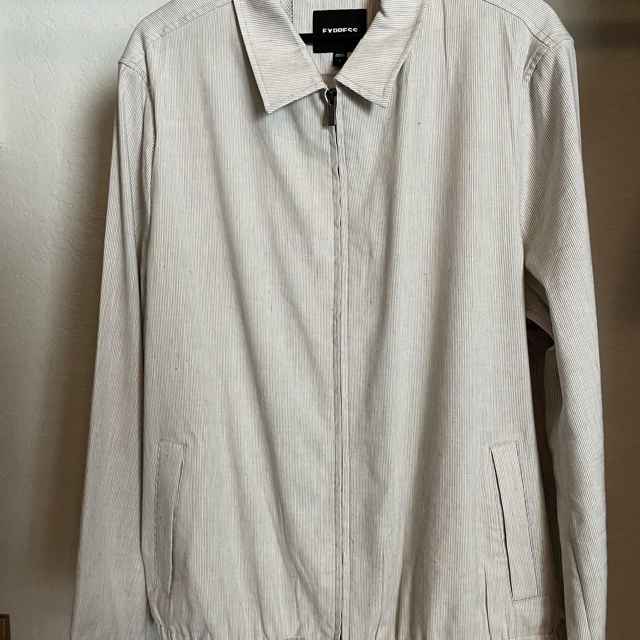 Express Men's White and Grey Jacket | Depop