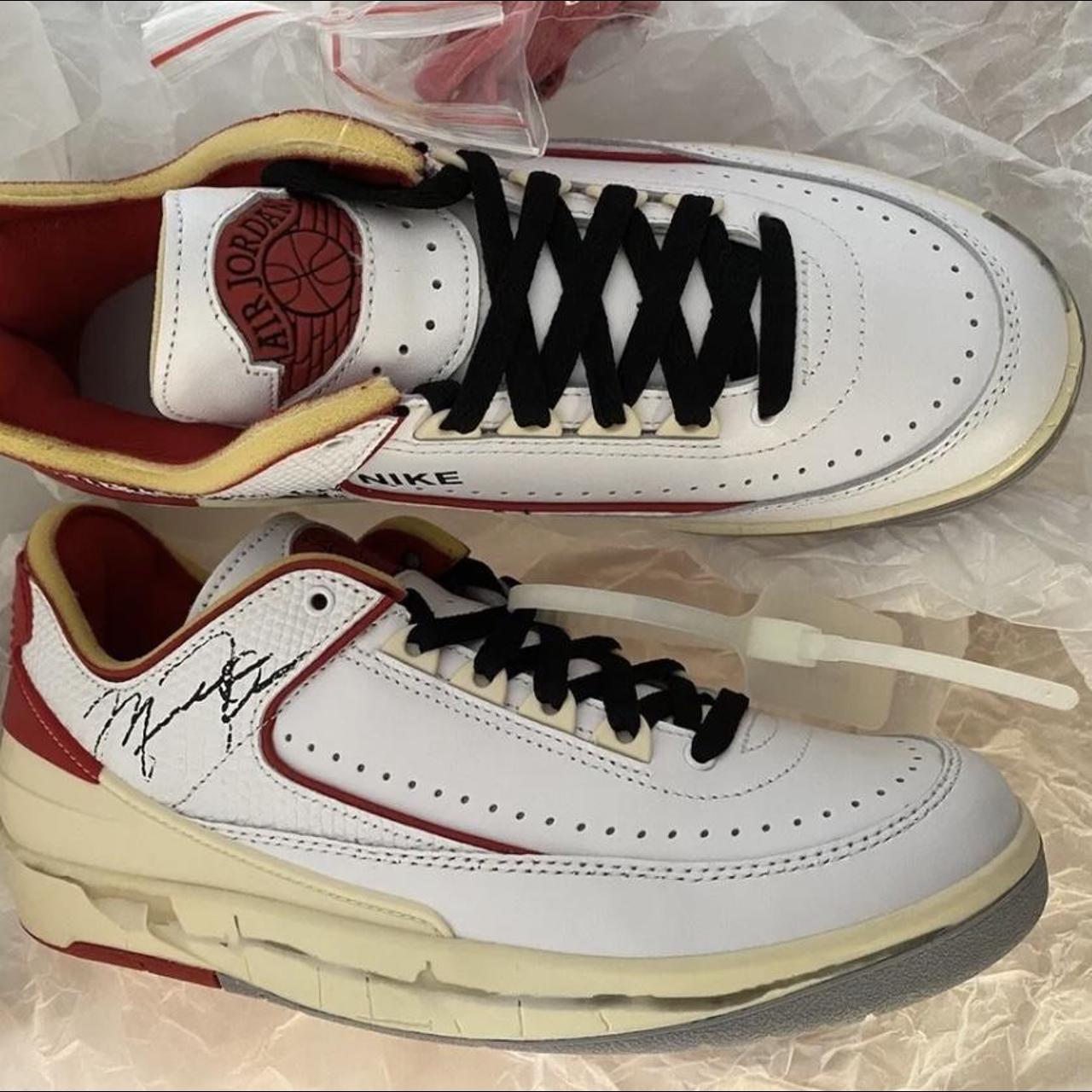 Jordan 2 Retro Low SP Off-White White Red UK 8 - Depop