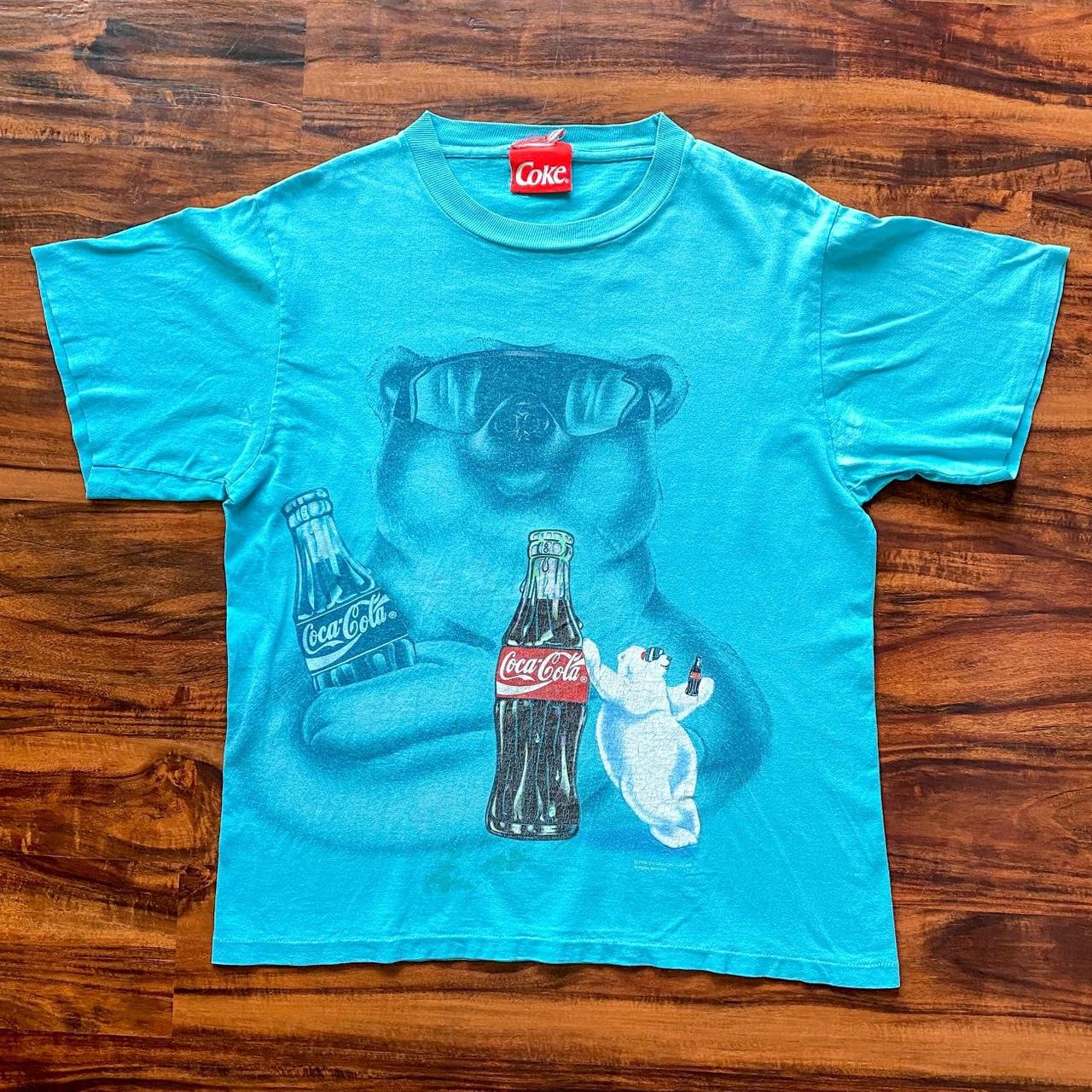 Rare Vintage 1995 Teal Coca Cola Bears Single Stitch... - Depop