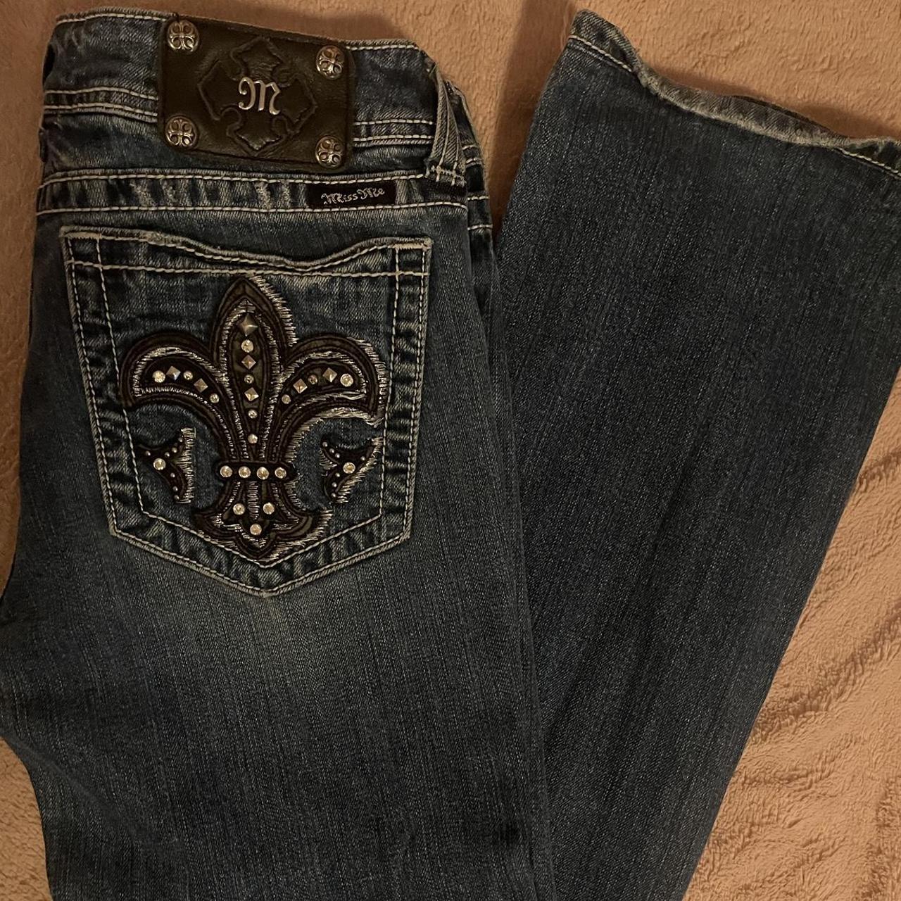Rhinestone Miss Me jeans🦋 Dark wash🦕 size 30 16... - Depop