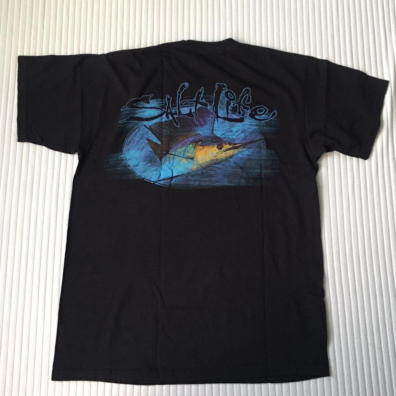 Salt Life live slaty; black t-shirt, front pocket w/... - Depop