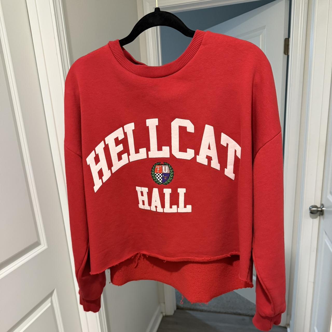 Red and white Hellcat Hall sweatshirt #Hellcats... | Depop
