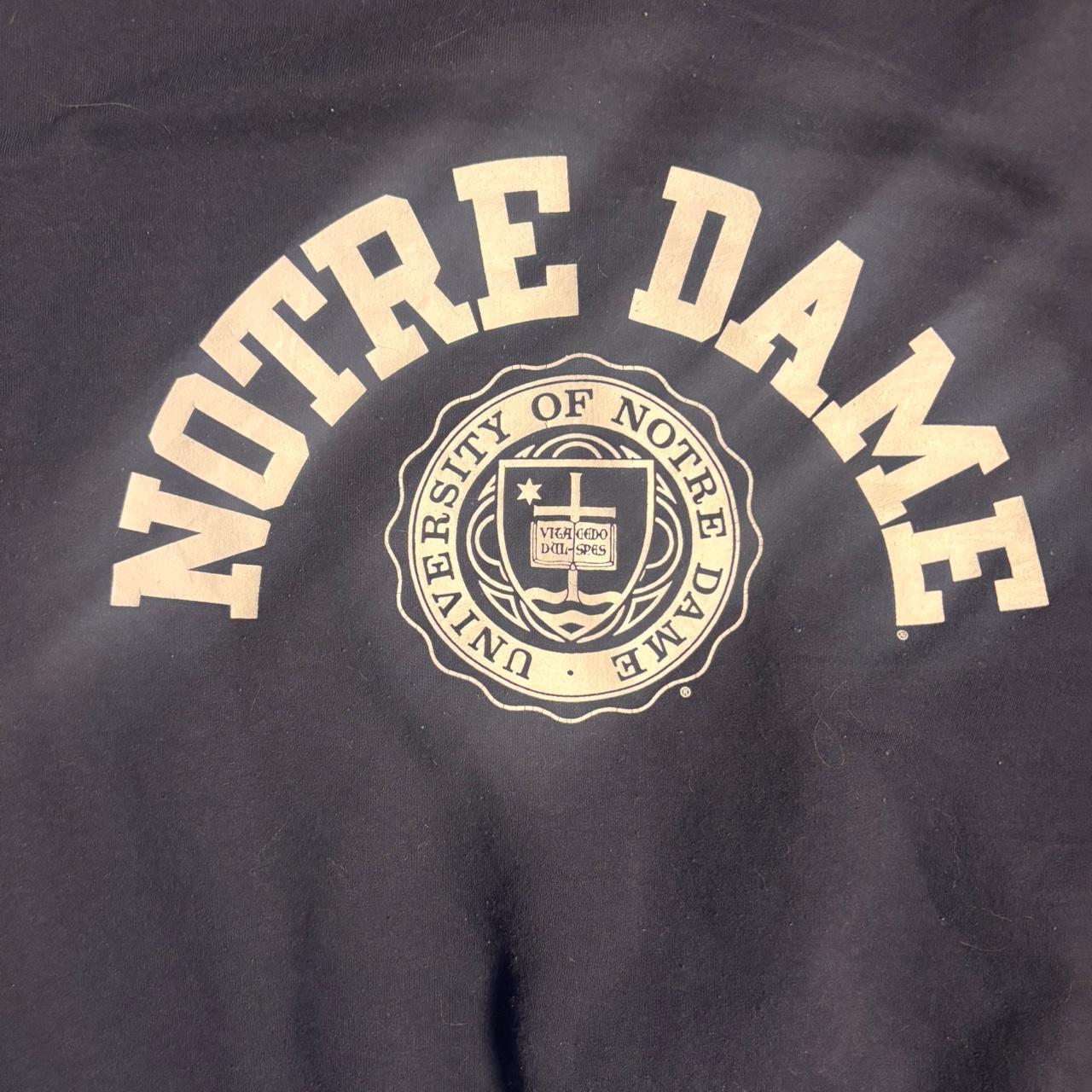 Navy and white Notre Dame crewneck sweatshirt... | Depop