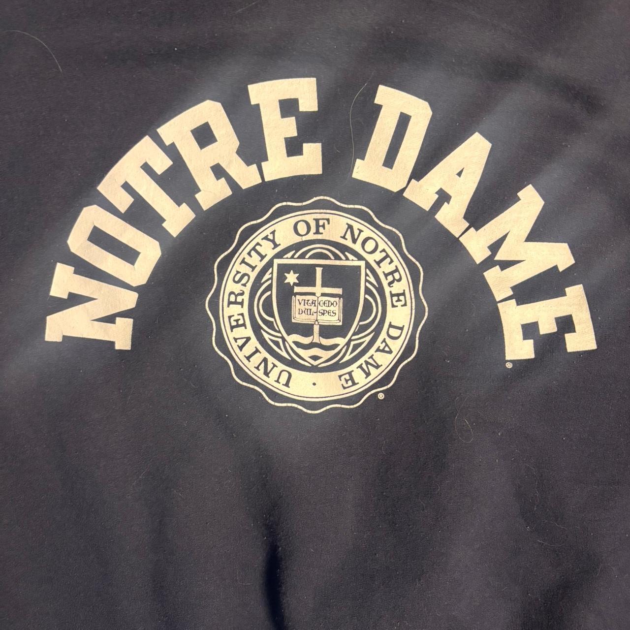 Navy and white Notre Dame crewneck sweatshirt... | Depop