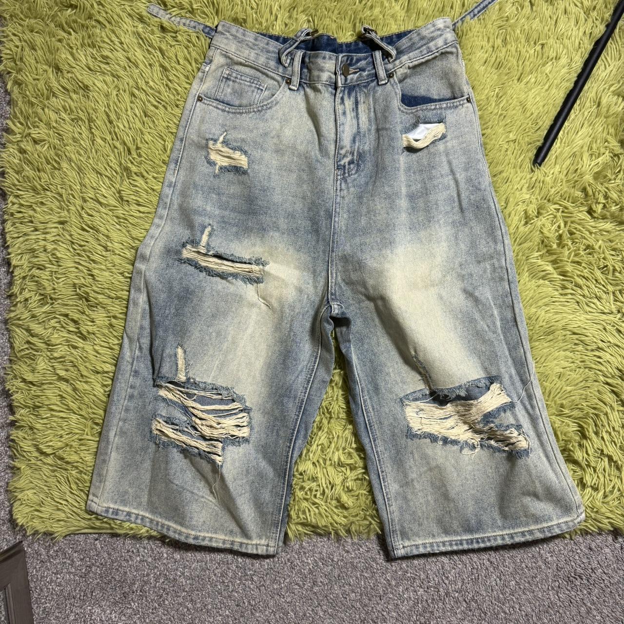 Koseikuonline Long distressed Jorts Size 30 Length:... | Depop