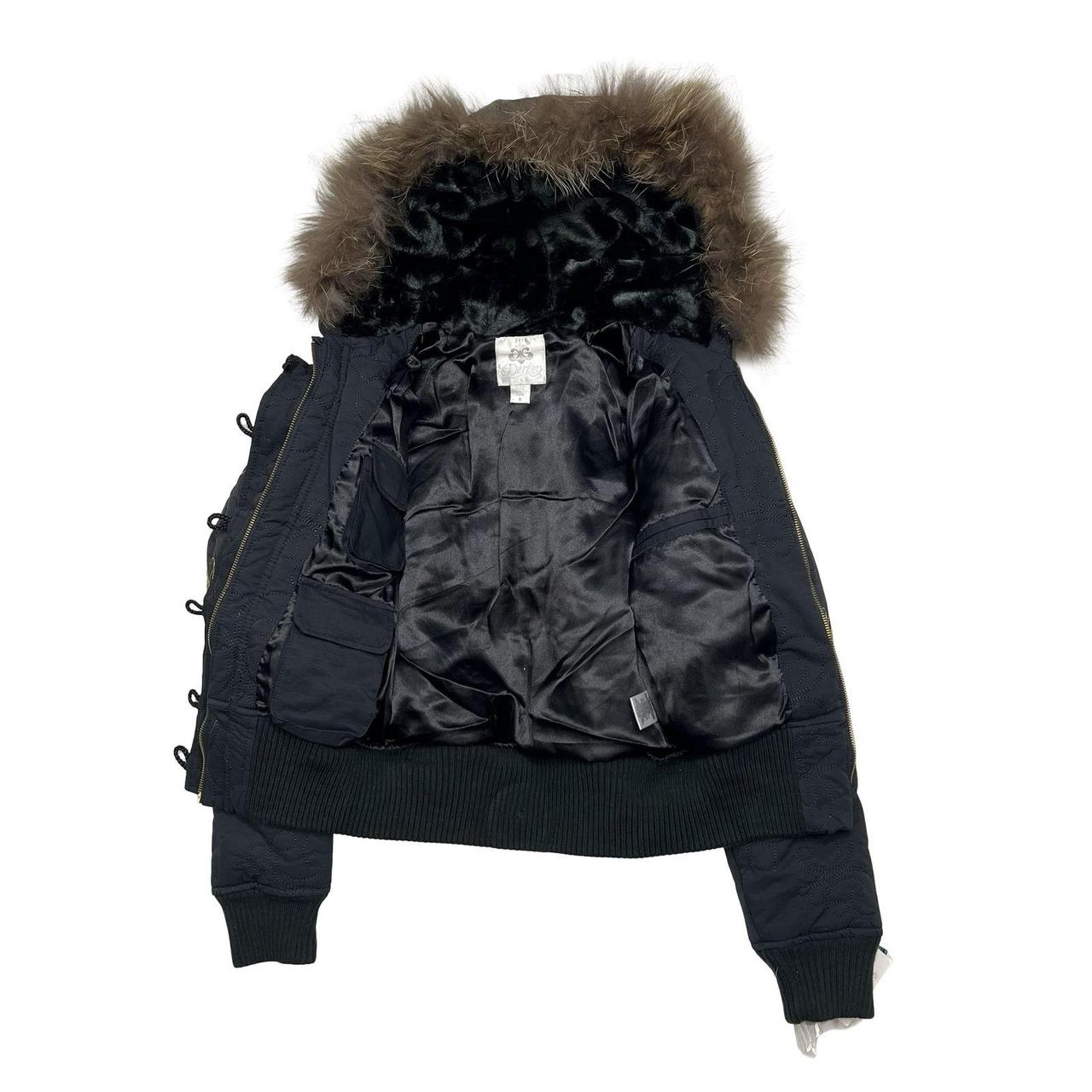 Dereon Jacket Womens Small Black Gold Quilted Hooded... | Depop