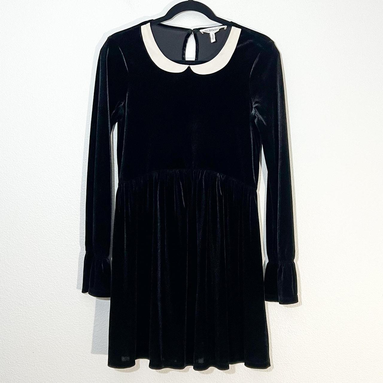 BCBG Velvet Dress Womens S Babydoll Wednesday Addams... - Depop