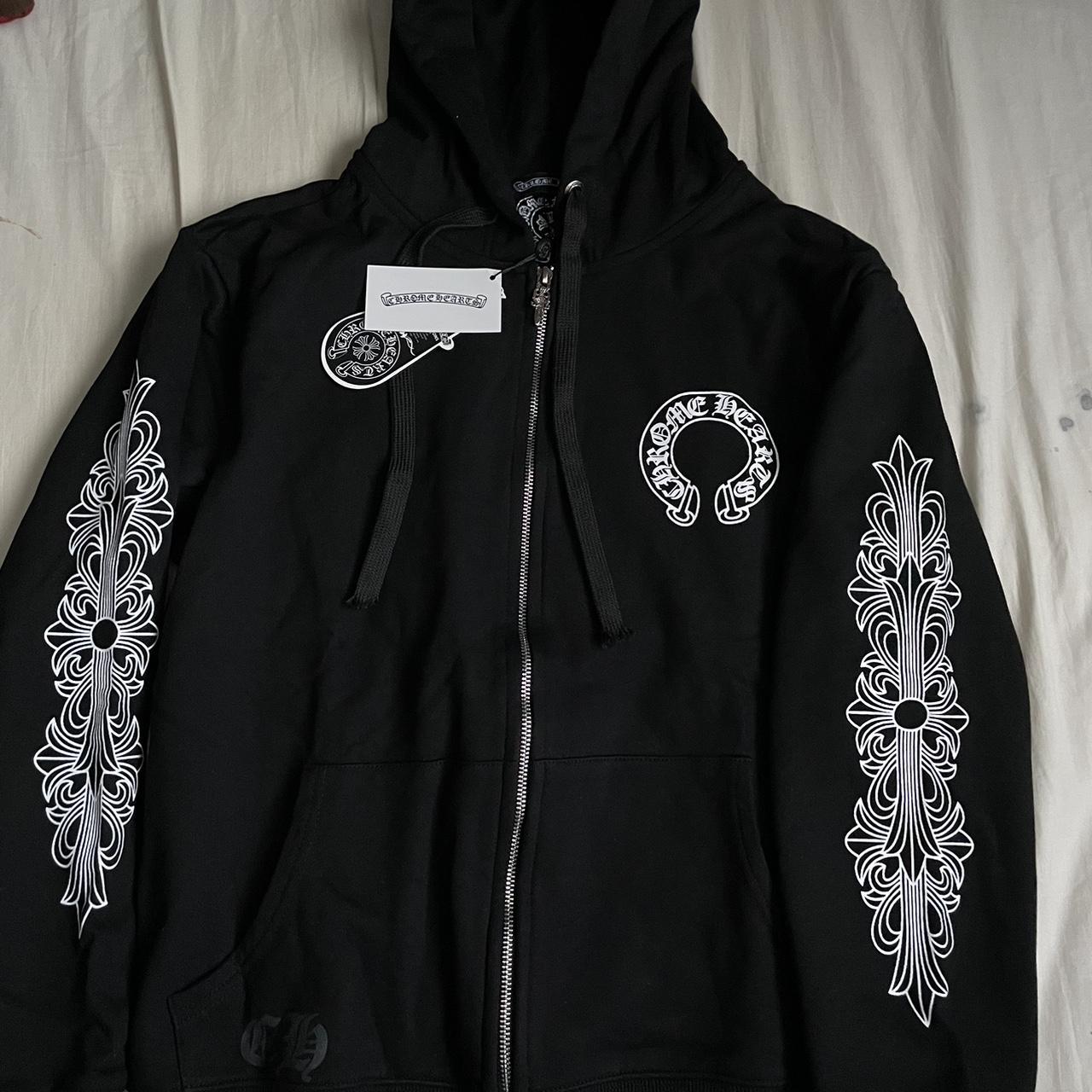 Chrome heart zip-up jacket - Depop