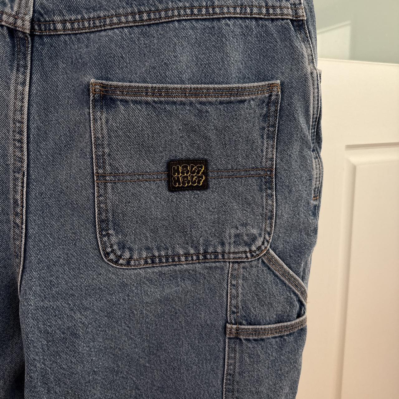 Dark blue denim jorts. knee length casual jorts.... | Depop