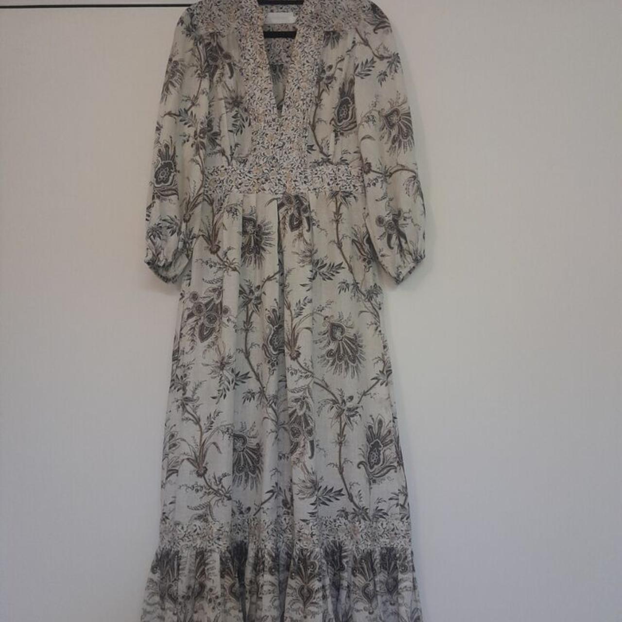 Zimmermann Tali Bib Tropical Linen Long Sleeve V... - Depop