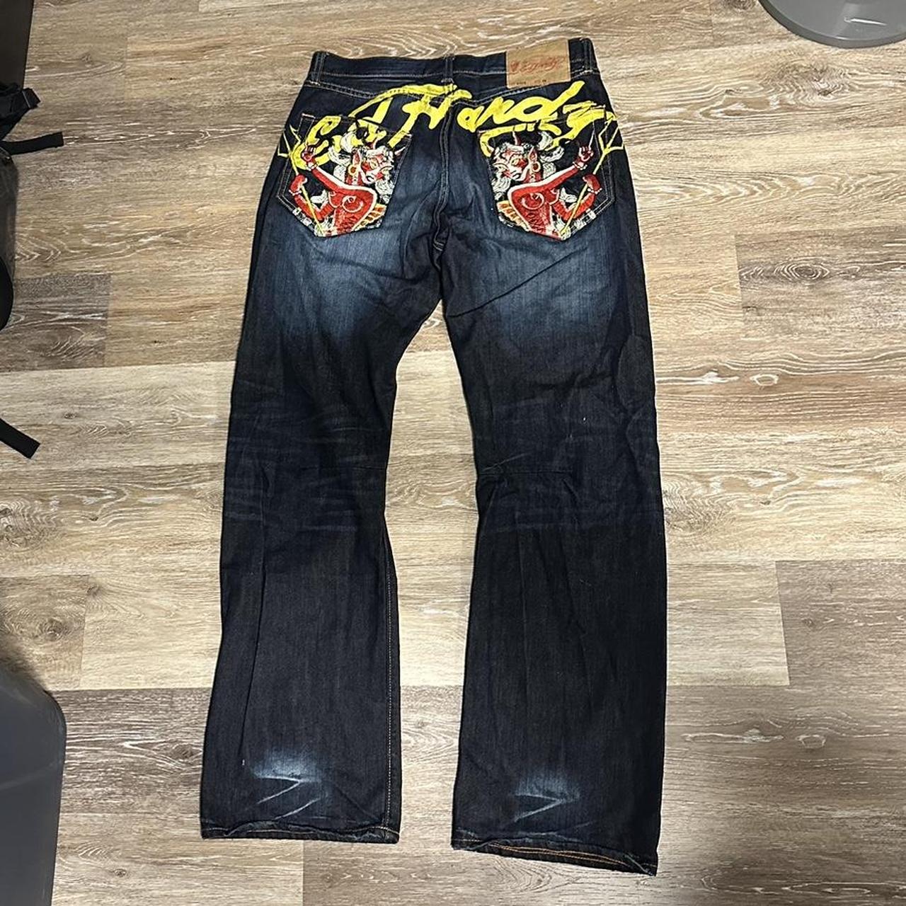 Ed Hardy Full Decal Denim - Condition - 9/10 - Size... - Depop