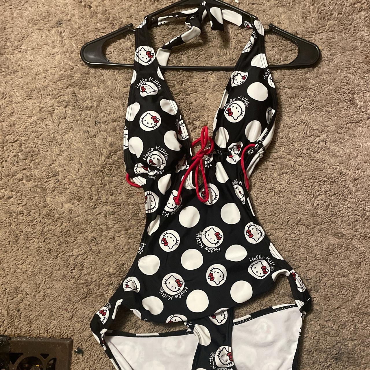 Sanrio Womens Red And Black Swimsuit One Piece Depop