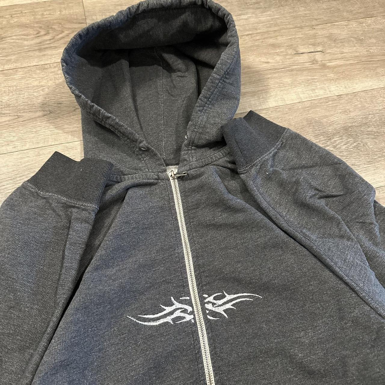 Grey Y2K Tribal Embroidered Jacket ~No Major Flaws... | Depop