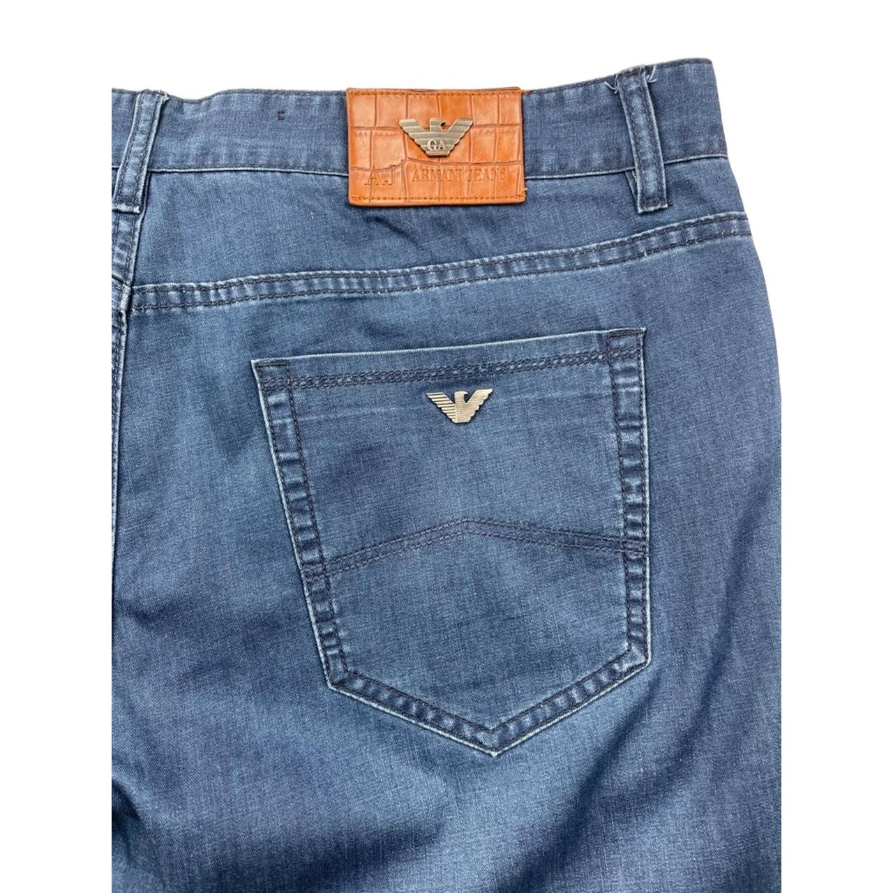ARMANI Men Adult 40 x 32 Blue Denim Tapered Leg Jean... - Depop