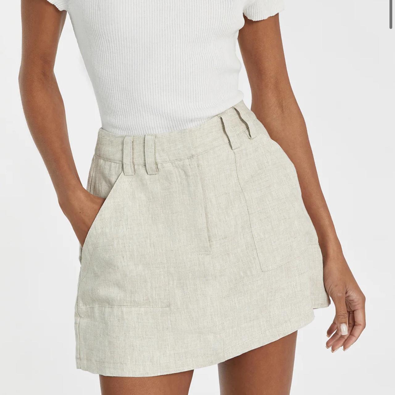 Dissh linen skort Beige Size 10 - Depop