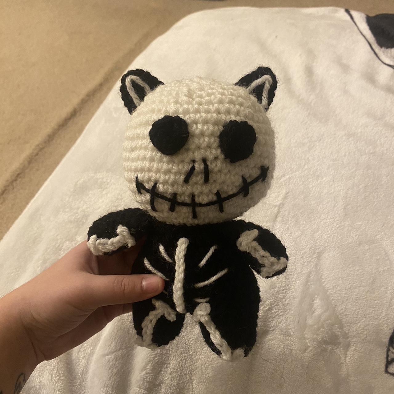 halloween skeleton crochet kitty handmade by me 🖤... - Depop