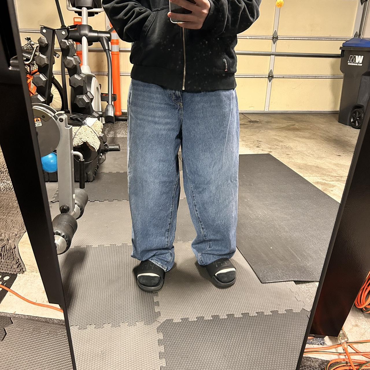 Wide jeans -baggy asf -size 38x30( reference I am... - Depop