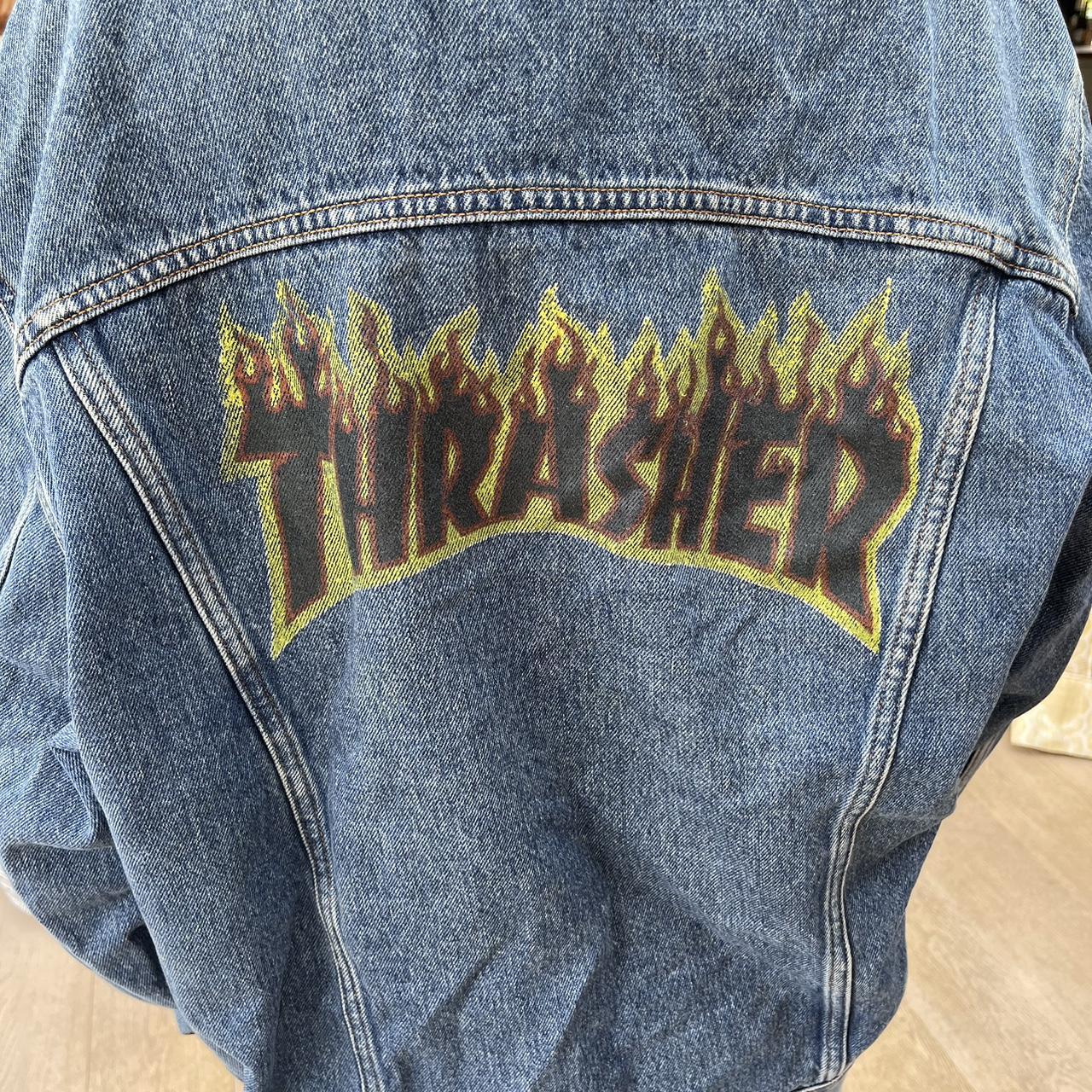 Thrasher Print Denim Jacket Super nice Denim and... - Depop
