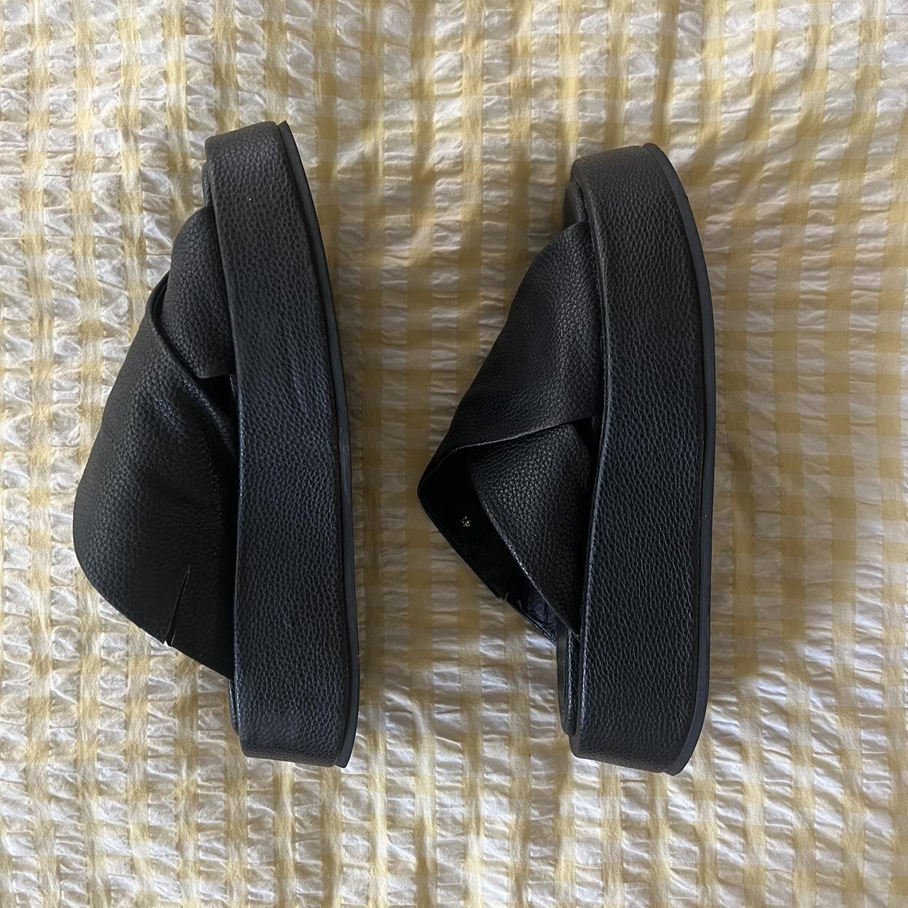 Alias Mae black leather yoko platforms slide sandals... - Depop