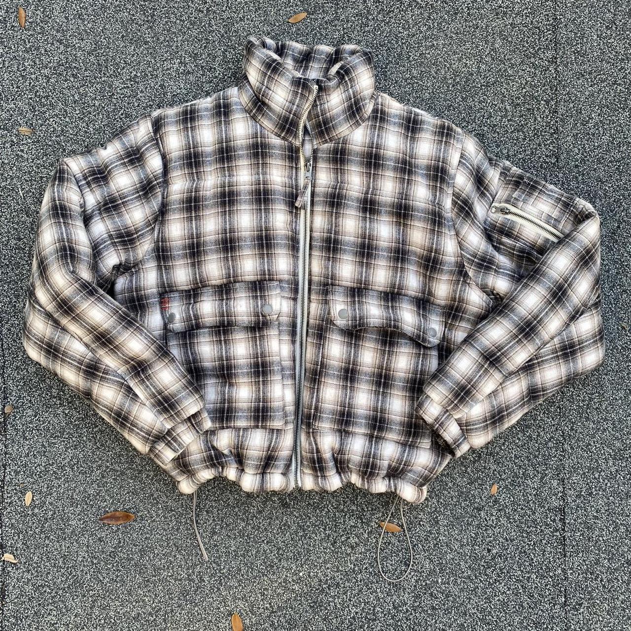 Plaid Flannel Puffer Jacket the quality of this... - Depop