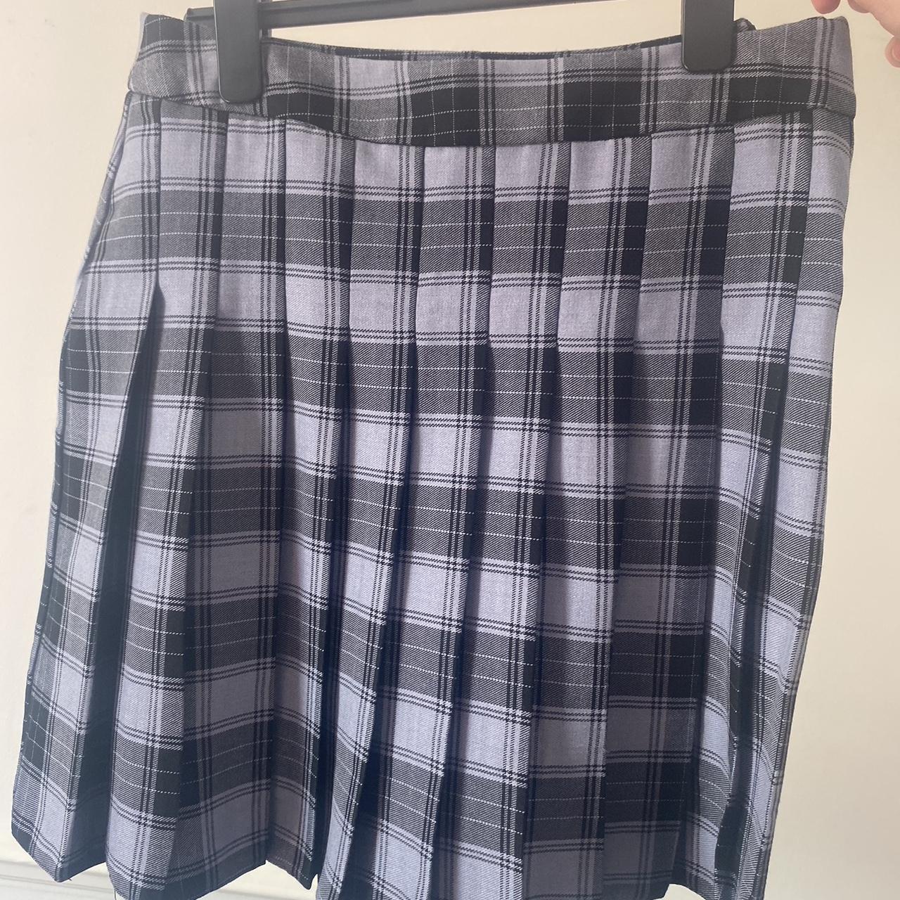 new look light blue checkered pleated skirt!! no... - Depop