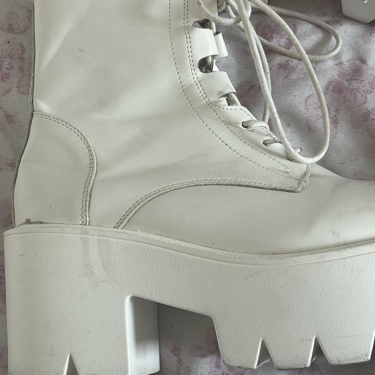 3.5 inch white platform emo boots. Been worn quite a... - Depop