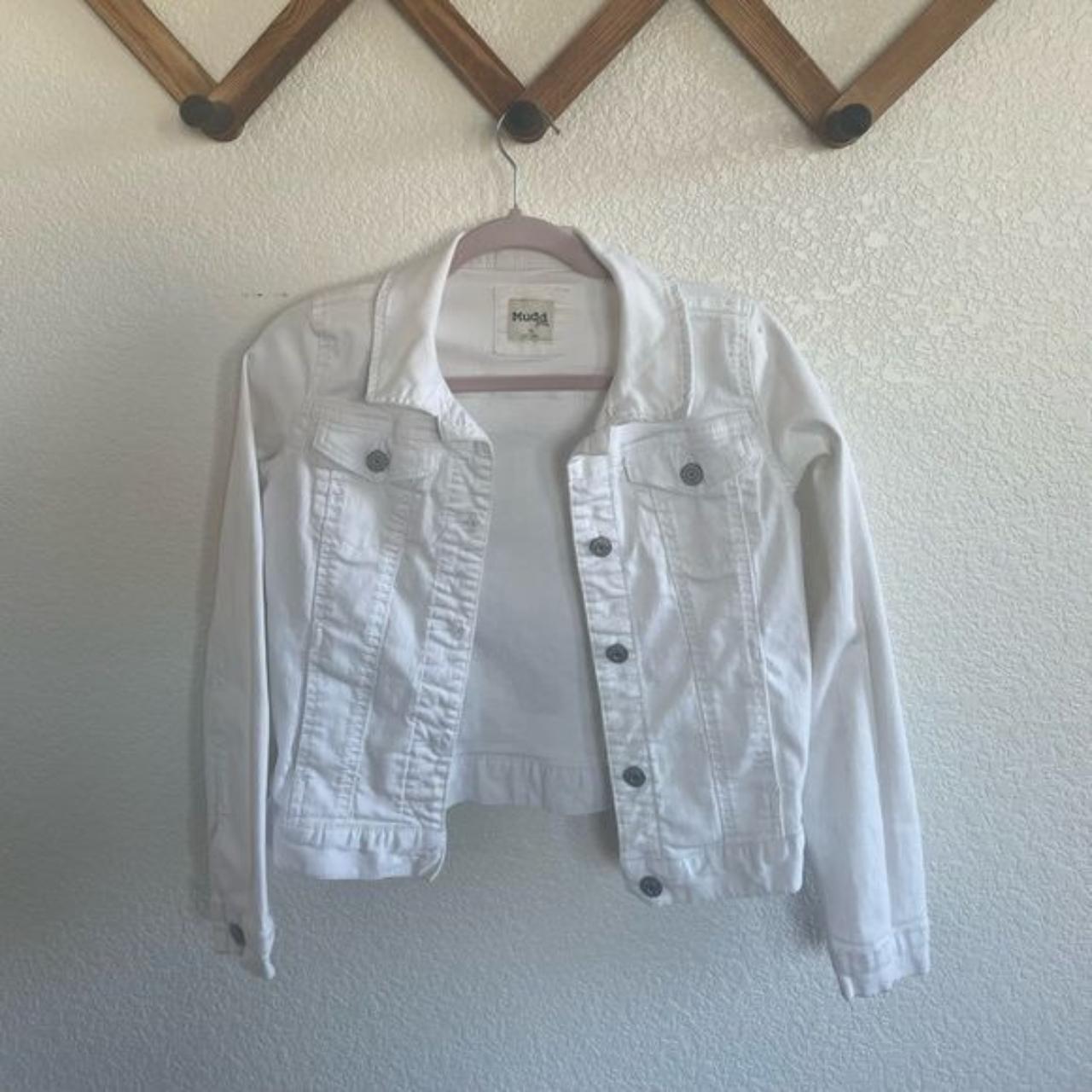 Mudd | White denim jacket girls sz 16 Good pre-owned... - Depop