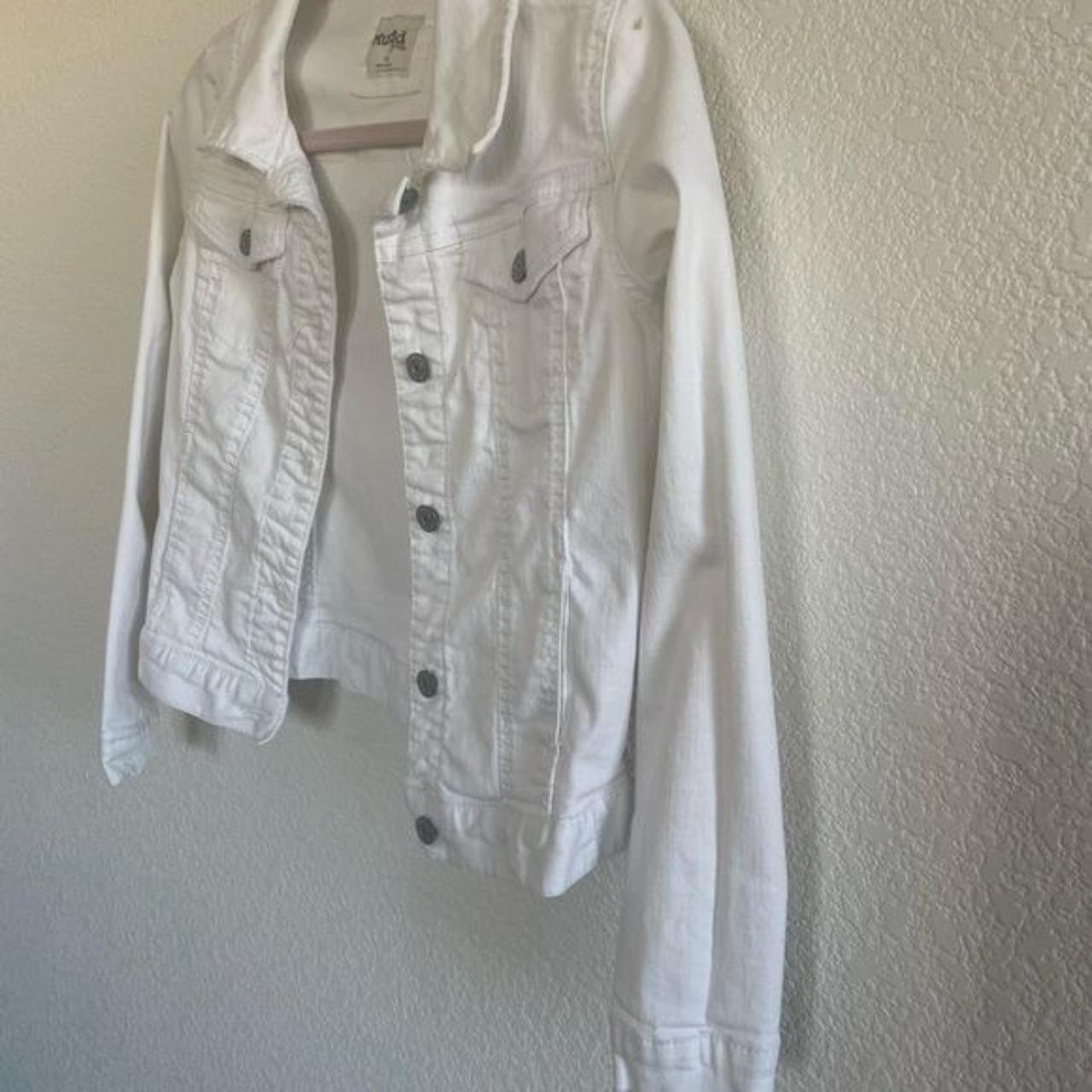 Mudd | White denim jacket girls sz 16 Good pre-owned... - Depop