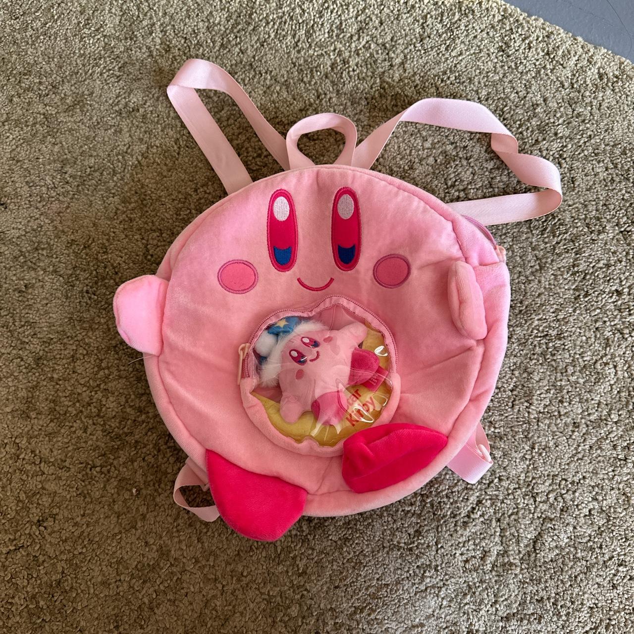 kirby backpack, comes with plushie! so cute and no... - Depop