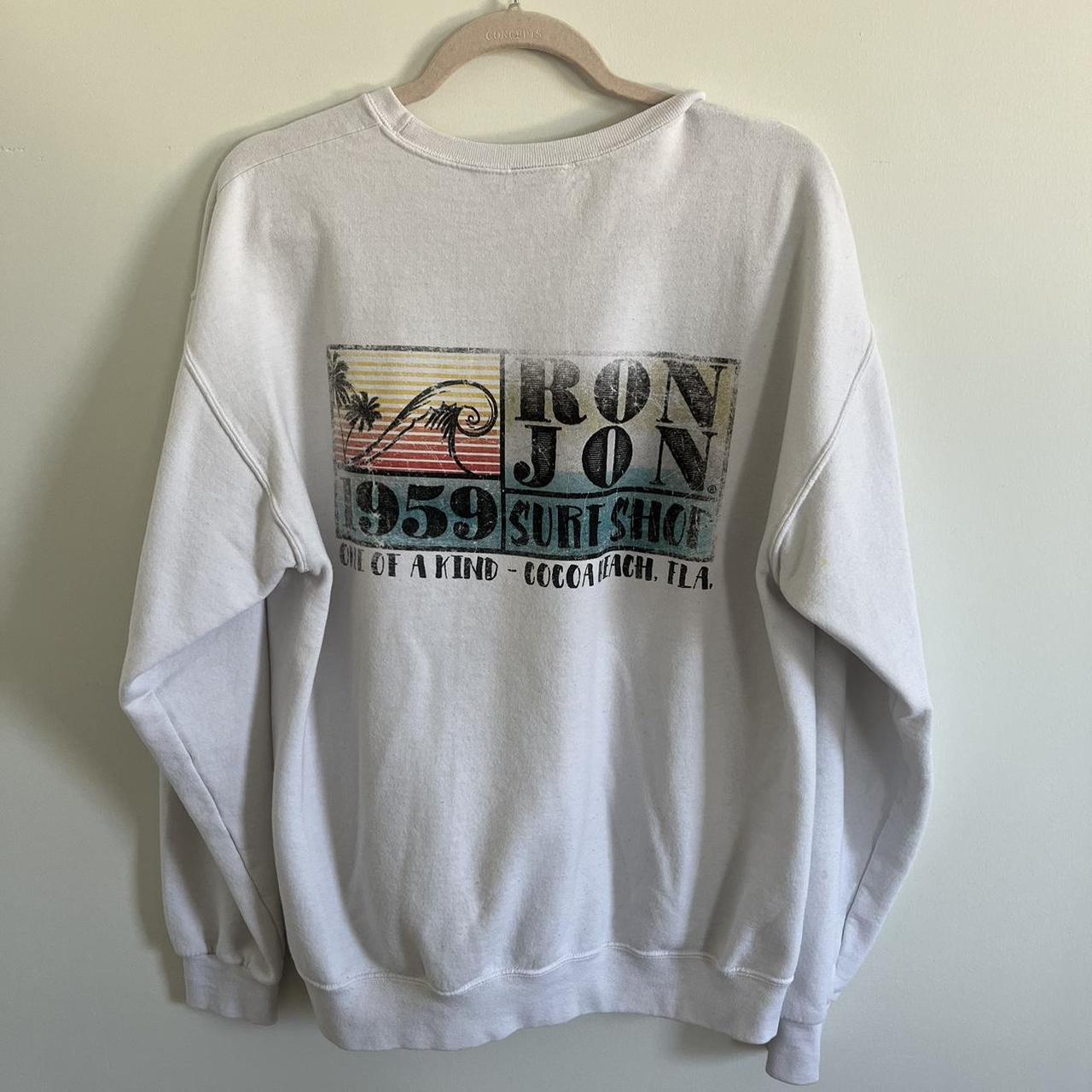 ron jon vintage white crewneck so comfortable, worn... - Depop