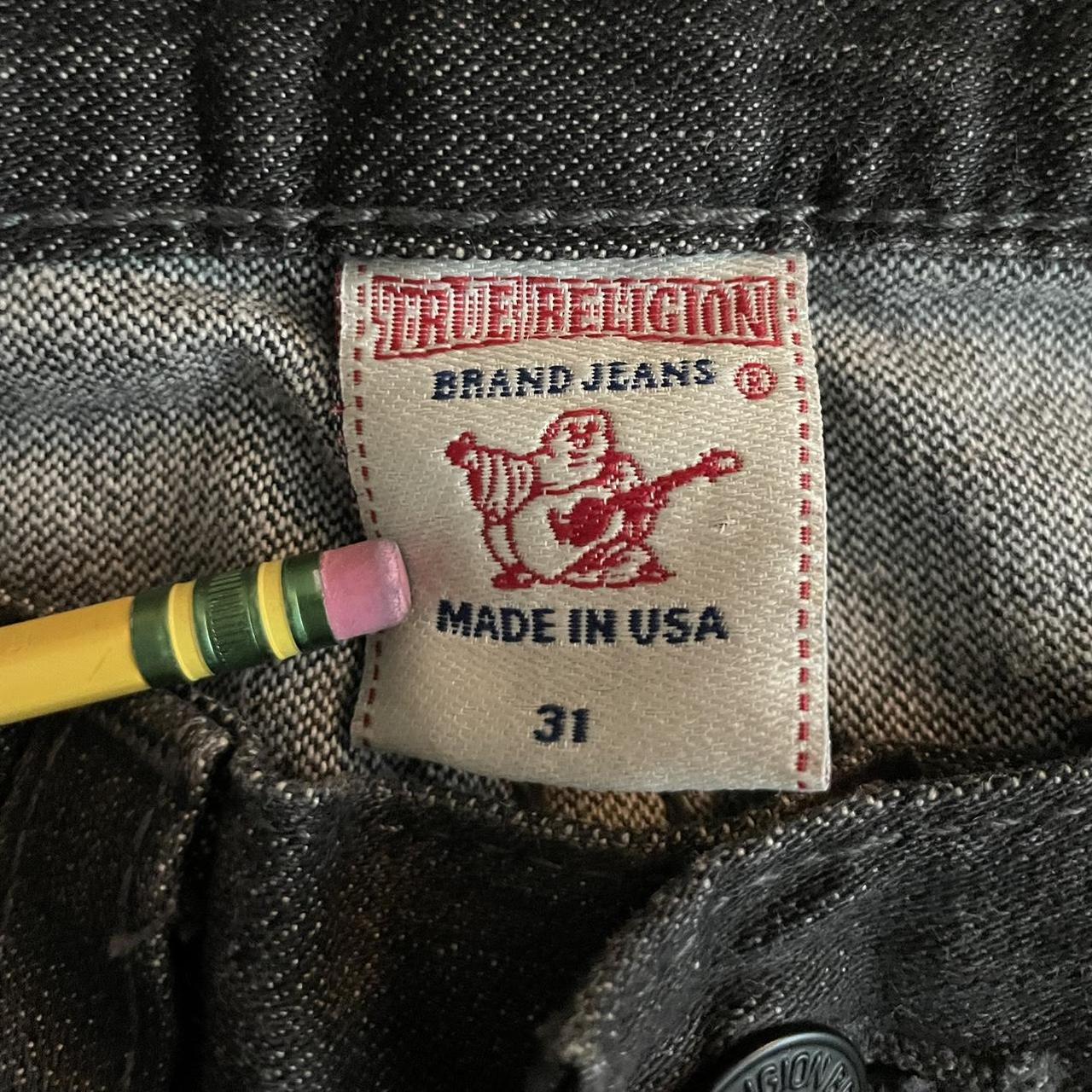 BLACK/GREY TRUE RELIGION STUDDED RICKY JEANS. SIZE... - Depop