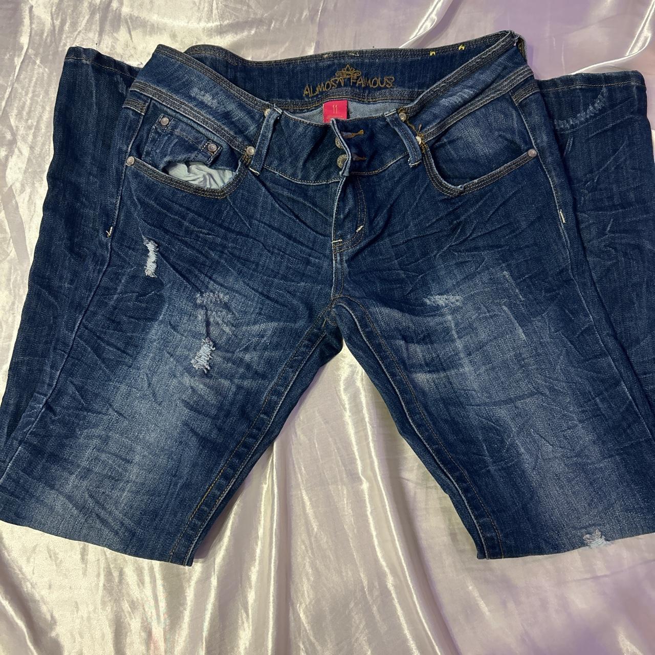 Almost famous flared jeans with bedazzled... - Depop